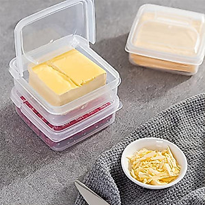 Typutomi 2 Pack Sliced Cheese Container for Fridge, Clear Plastic Butter Block Cheese Slice Storage Box with Flip Lid for Refrigerator Food Vegetable