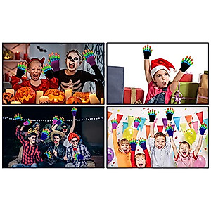 LED Light Up Gloves, 3 Colors 6 Modes Flashing LED Warm Gloves Colorful Glow Flashing Novelty Cool Fan Toys (Small)