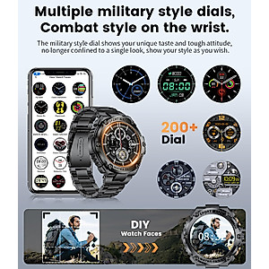 LIGE Military Smart Watches for Men with Call, 5ATM Waterproof 800mAh Extra-Large Battery Fitness Watch with Heart Rate/SpO2/Sleep Monitor, 1.5'' HD DIY Screen Smartwatch for Android iOS