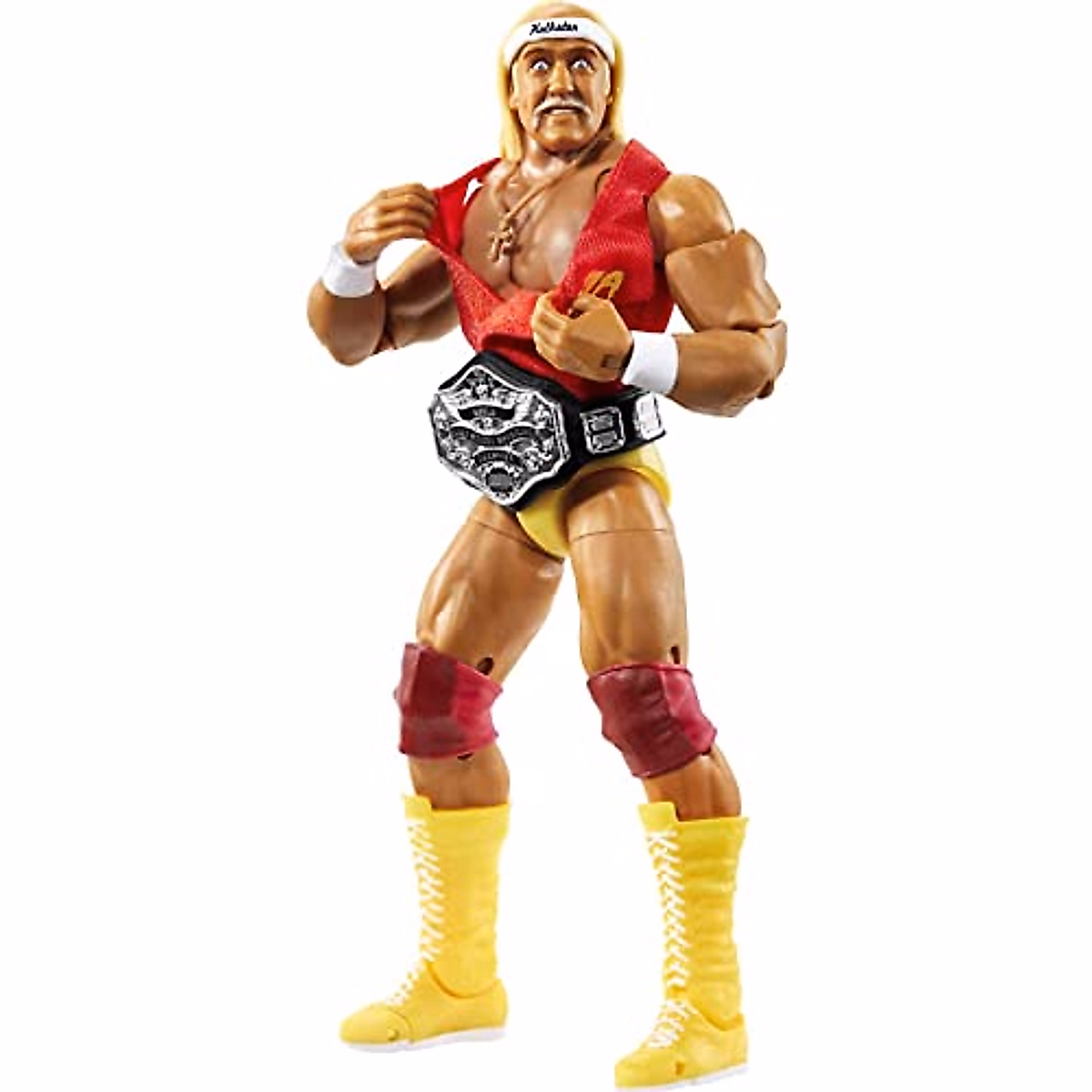 Mattel WWE Ultimate Edition Action Figure & Accessories Set, Hulk Hogan 6-inch Collectible with 30 Articulation Points, Swappable Pieces & Entrance Gear