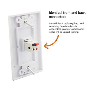 DIYTECH Speaker Keystone Jack – Spring Loaded Speaker Jack for Keystone Wall Plate, Female to Female, for Home Theater Wall Plates - White (8 Pack)