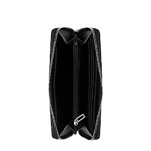 GUESS Women's Quilted Logo Embroidered Zip Around Wallet Clutch Bag - Black