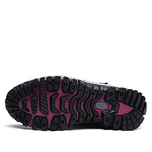 Asifn Men's Outdoor Snow Boots Winter Hiking Trekking Warm Climbing Shoes Booties Mid Top Fur&Plush Fashion Lace-Up Black(10.5 M US Men - 11.5 M US Women,27.5 cm Heel to Toe