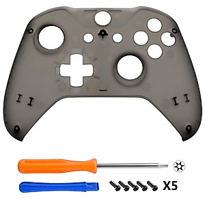 eXtremeRate Foggy Clear Black Faceplate Cover for Xbox One Wireless Controller (Model 1708), Custom Replacement Front Housing Shell for Xbox One S & Xbox One X Controller - Controller NOT Included