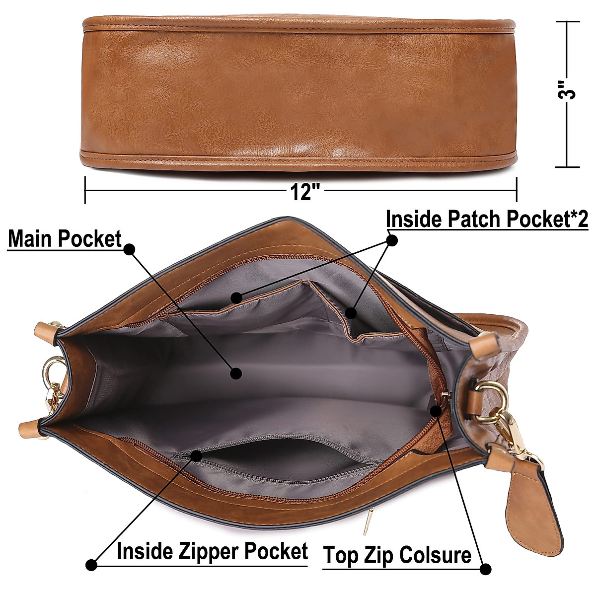 Auchic Women's Leopard Guitar Strap Crossbody Purse, Vegan Leather Zipped Pockets Handbag Shoulder Bag for Ladies (Leopard)