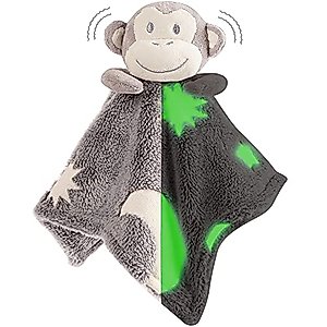 Security Blanket - Glow In The Dark, Monkey Sensory Blanket. The Super Soft, Unisex Security Blanket For Babies Glows In The Dark & Helps Babies Find Their Blanket At Night & Fall Straight Back Asleep