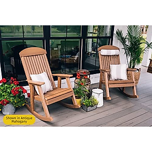 LuxCraft Plastic Poly Outdoor Rocking Chair, Front Porch Rocker, Patio Rocking Chair for Outside (Black)