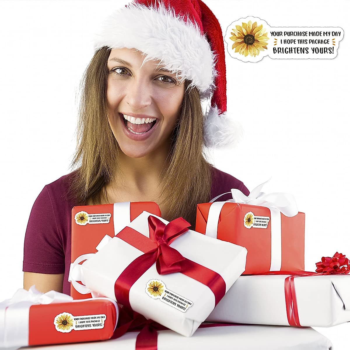 Muminglong 1.5 Inch I Hope This Package Brightens Yours Sunflower Sticker,Thank You Sticker, Small Business, Handmade Sticker,Packaging Sticker, 500 PCS