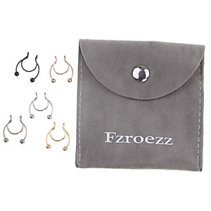Fzroezz 20G Fake Nose Rings Hoop Clip-on Stainless Steel Septum Jewelry Non Piercing Fake Cartilage Earring Lip Rings Faux Nose Ring Piercing Jewelry for Women Men (Set F)