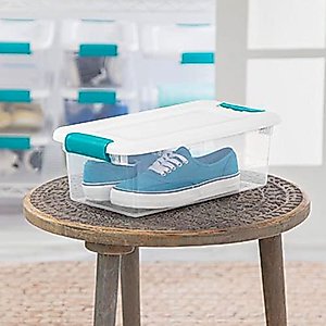 Sterilite Plastic 6 Quart Stacking Storage Box Container with Latching Lid for Home, Office, Workspace, and Utility Space Organization, 48 Pack