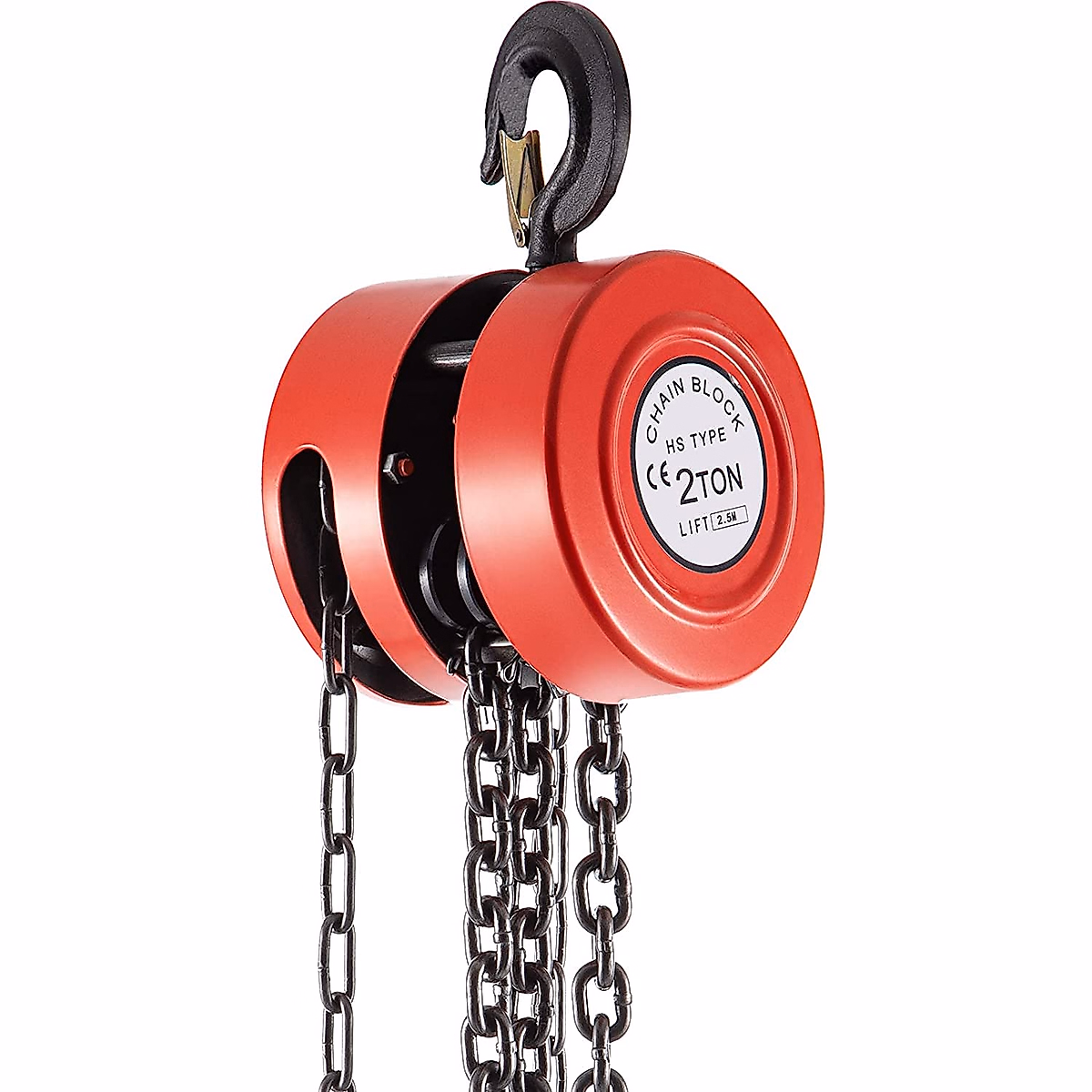 VEVOR Hand Chain Hoist, 4400 lbs /2 Ton Capacity Chain Block, 8ft/2.5m Lift Manual Hand Chain Block, Manual Hoist w/Industrial-Grade Steel Construction for Lifting Good in Transport & Workshop, Red