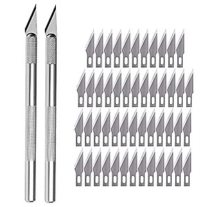 WA Portman Hobby Knife Set - 2 High Grade Precision Knives with 50 Premium Steel Hobby Knife Blades - Craft Knife Set with 50#11 Craft Cutter Blades - Precision Knife Set with #11 Hobby Blades