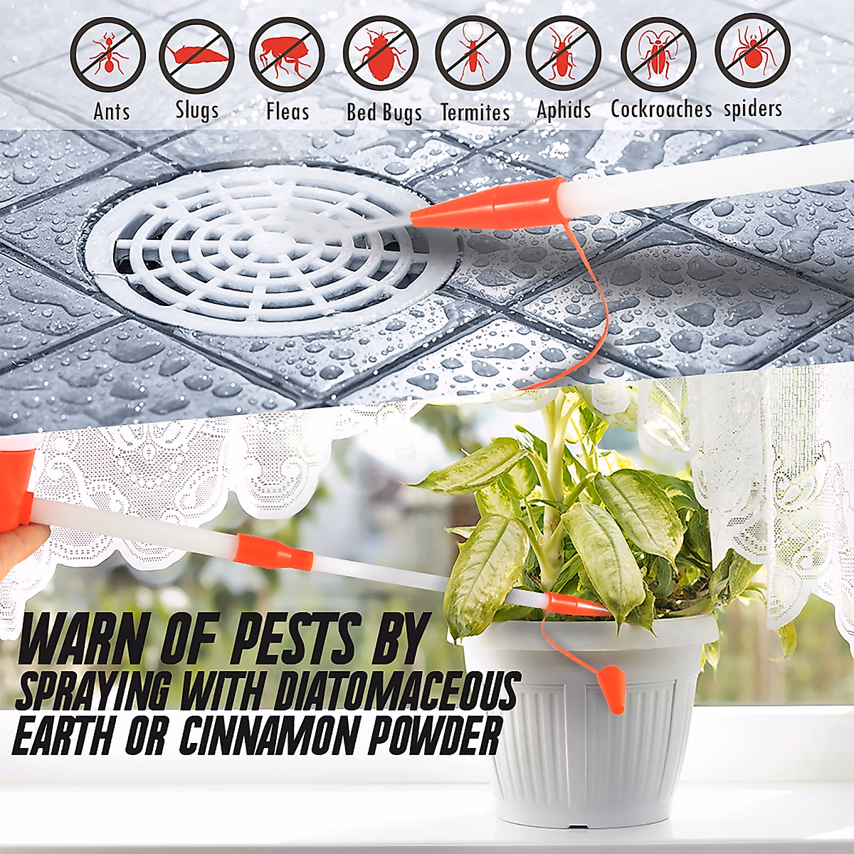 ASPECTEK Safe and Practical Insect and Ant Killer Powder Sprayer,Powder Duster with Extension Nozzle