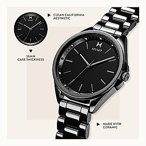 MVMT Coronada Ceramic Women’s Wristwatch - Analog Watch for Women - Water-Resistant 3 ATM/30 Meters Minimalist Women’s Watch - Small, Metal Watch with Interchangeable Bands - 36mm