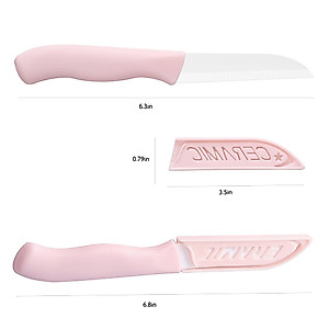 WWZJ 6 Pack Ceramic Paring Knife with Knife Cover, Lightweight Ceramic Knives, Fruit and Vegetable Small Knife (Ceramic, Mix)