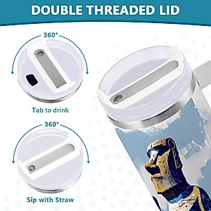 KUEJOP Stainless Steel Vacuum Insulated Tumbler Moai Statues Water Bottle with Lid and Straw
