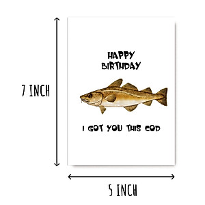 EdgarGifts I Got You This Cod - Happy Birthday Card - Funny Birthday Card - Fish Birthday Card - Birthday Card For Dad - Card For Husband