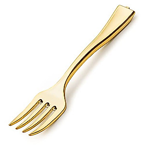 Mini Gold Fork, Gold Plastic Tasting Fork, (4 inch 36 Count) Gold Mini Plastic Forks for Ice Cream Sampling, Appetizers Tasting, Puddings, Gelato, Cockatils - Posh Setting