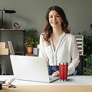 ATIKZHE 20oz Tumbler with Straw and Brush, Stainless Steel Vacuum Insulated tumbler, Double Wall Insulated Coffee Tumbler for Outdoor, Home, Travel,Office (Bright Red,1pcs)