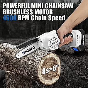 Mini Chainsaw 6 Inch Cordless, Electric Battery Powered Chainsaw Brushless Mini Chain Saw with 2 Batteries, Handheld Small Chainsaw for Wood Cutting Tree Trimming