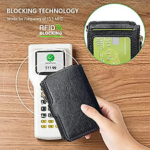 M-Plateau Small Wallet for Women Large Capacity with ID Window, Phone Wallet with 3M Adhesive Card Holder for Phone Case (Compatible with Most Smartphones) (Black)