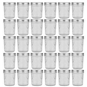 Accguan 6oz / 180ml Mason Jars Glass Canning Jars, Jelly Jars With Regular Lids, Ideal for Honey,Jam,Wedding Favors,Shower Favors,Set of 30