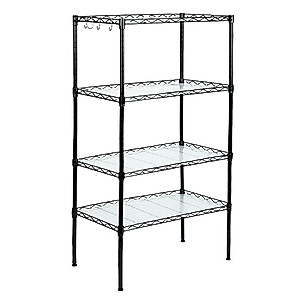 4-Shelf 5-Shelf Adjustable Wire Shelving Unit,Metal Storage Racks Utility Racks, Height Household Type Heavy Duty Storage Shelving for Kitchen, Bedroom, Bathroom and Garage, Black (5-Tier)(4-Tier)