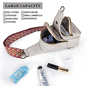 MEEJUNE Small Sling Bag for Women Leather Crossbody bags Fanny Pack Chest Bag for Women Fashionable-Grey