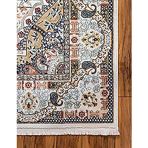 Unique Loom Narenj Collection Classic Traditional Medallion Textured Design Area Rug, 8 x 10 ft, Ivory/Tan