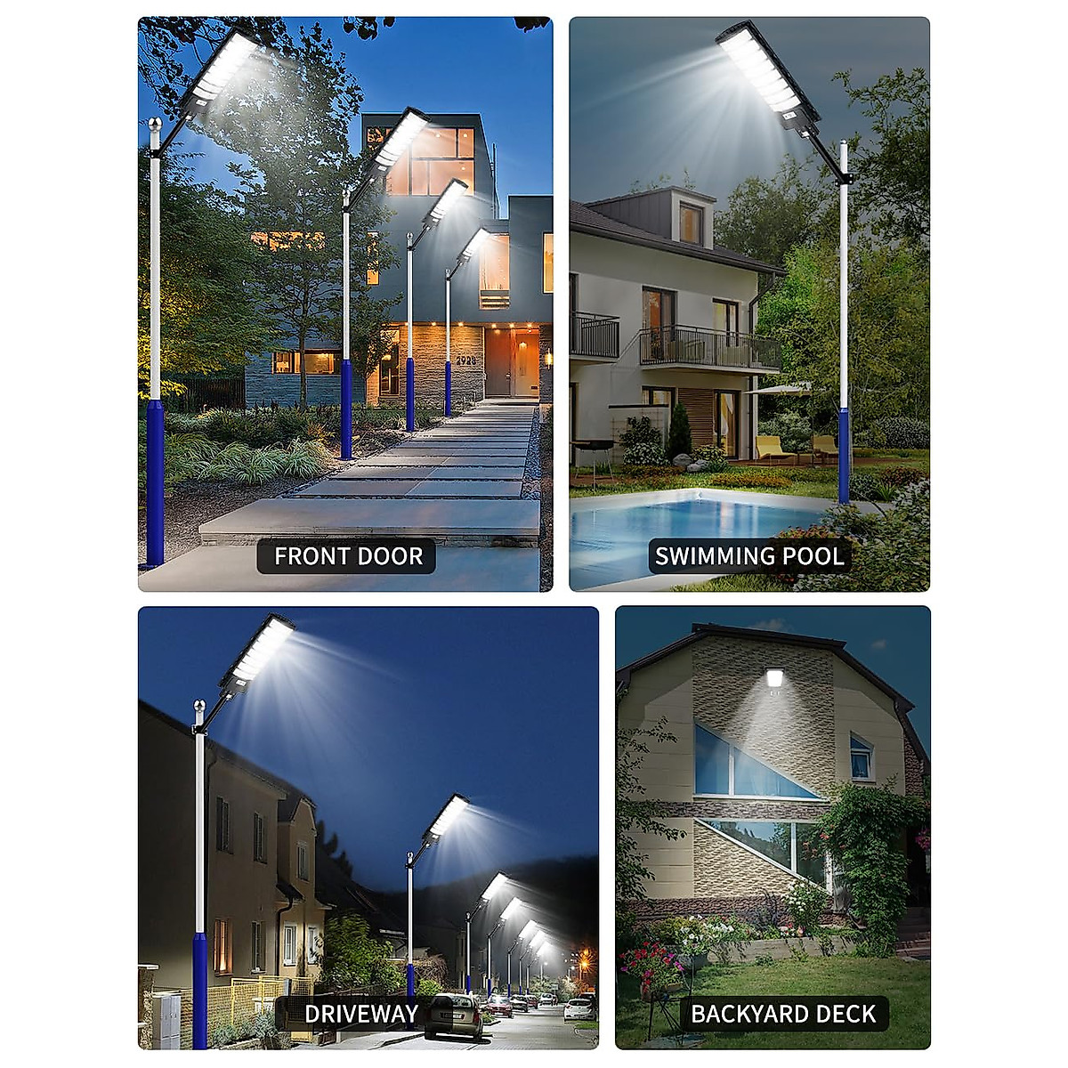 Sararoom 800W Solar Street Lights Outdoor Waterproof，16000 LM Dusk to Dawn Solar Flood Light with Remote Motion Sensor，Dimmable LED Street Light for Parking Lot, Yard, etc（ 4 Pack ）