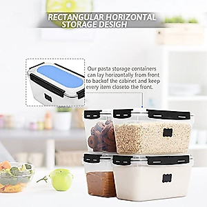 CASA LINGO Pantry Organization and Storage, Pasta Containers for Pantry Kitchen, Set of 4 Plastic Airtight Food Storage Containers with Lid for Bulk Food Dry Food Cereal 4L