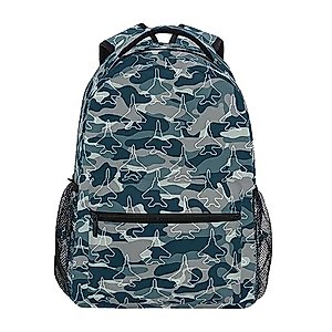 ODAWA Jet Fighters Camouflage Kids School Backpack Travel Laptop Backpack Teens Bookbag Daypack