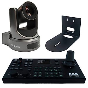 PTZOptics 30X-SDI Live Streaming Broadcast Camera, Gray+ PTZOptics Superjoy IP & Serial PTZ Joystick Controller+ Wall Mount
