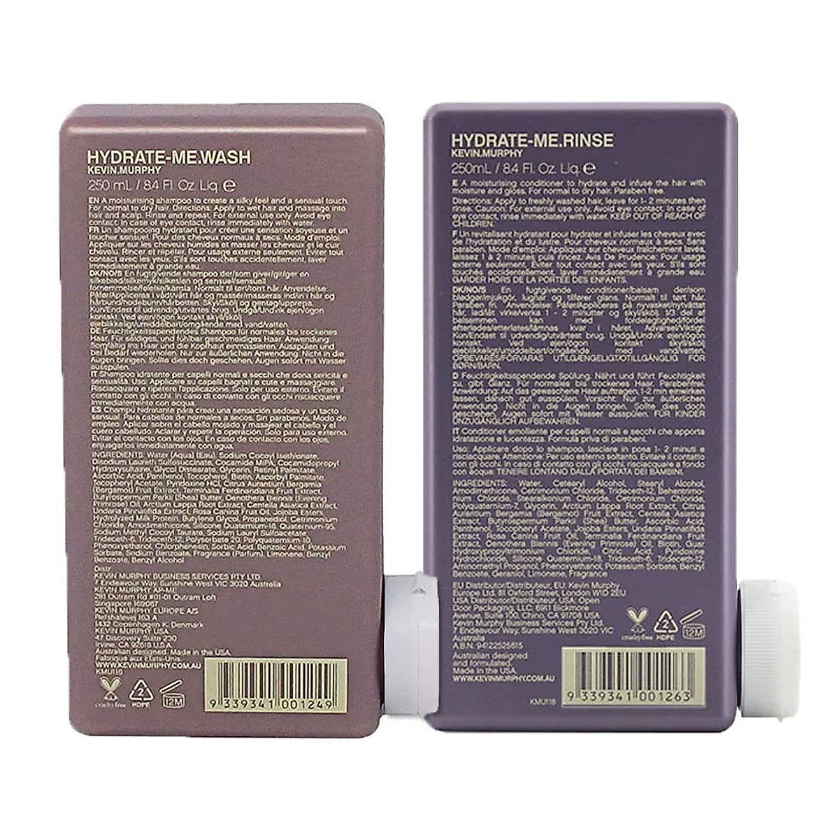 KEVIN MURPHY Hydrate-Me Wash and Rinse 8.4 Fl Oz with pH Labs Pure Hair Mask Miracle Repair Argan & Kertain Mask 10 ml
