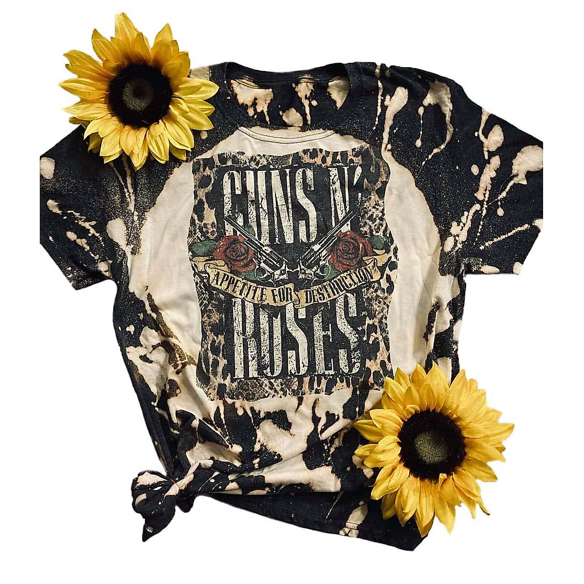 Rock Music Bleached T-Shirt Women Vintage Graphic Rock Concert Band Tee Tops Casual Band Music Lovers T-Shirt (L, Gray)