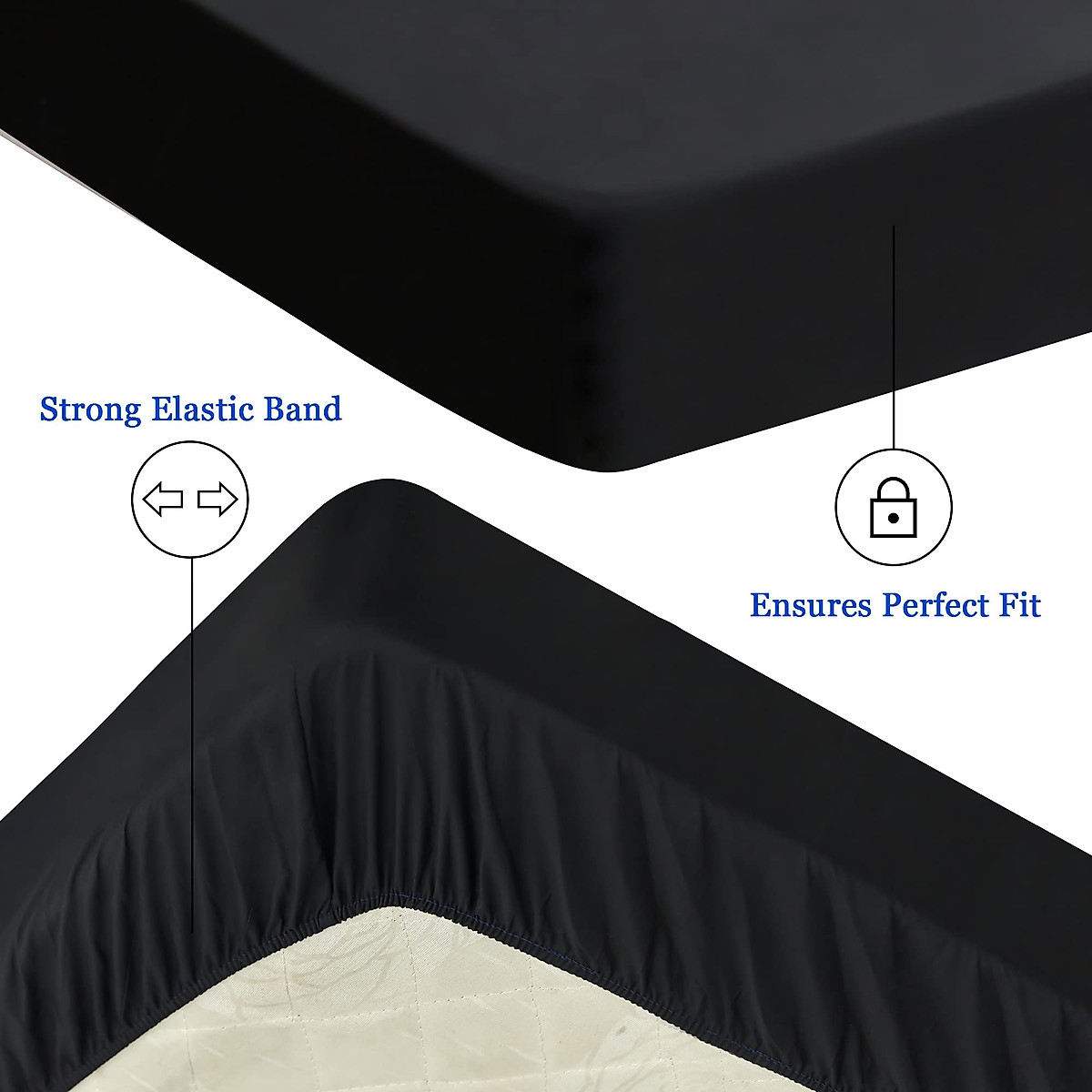 Sufdari King Size Mattress Protector,Waterproof Mattress Cover,18" Deep Pocket Mattress Protector,Dust Proof Bed Protector for Dogs/Cats/Pets/Kids-Black,King