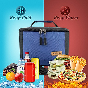 yuzerfortalbe Lunch Bag For Women Adults ，Insulated Lunch Box Leakproof Reusable Lunch Bag With Removable Adjustable Shoulder For Work Picnic School Travel 15 Can (8.5L) Blue