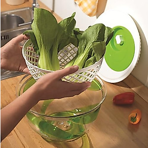 Snips Spin, Drain & Serve Salad Spinner 5 Quart, Green
