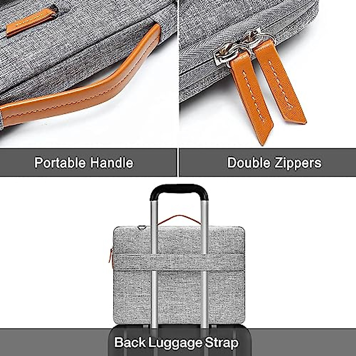 MOSISO 360 Protective Laptop Shoulder Bag, 15-15.6 inch Computer Bag Compatible with MacBook Pro 16, HP, Dell, Lenovo, Asus Notebook, Side Open Messenger Bag with 4 Zipper Pockets & Handle, Gray