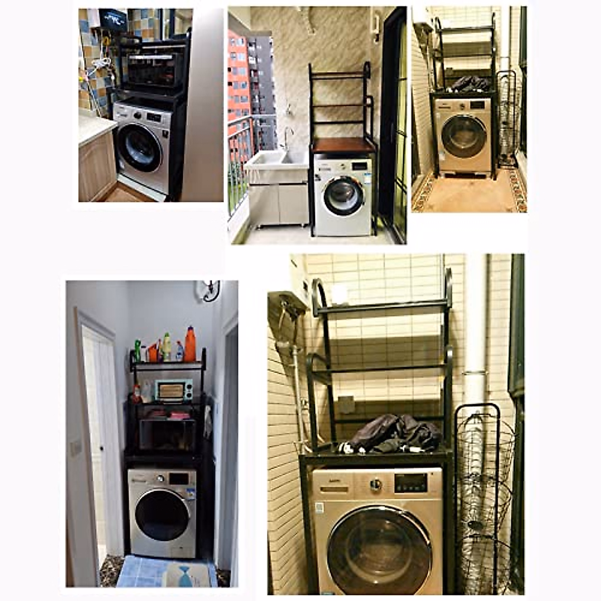 BKGDO Washer Storage Frames Floor Standing Punch Free Suitable for Over Toilet,Bathroom Space Saver 3-Tier Storage Rack,Above Washinghine Organizer,Multifunctional Laundry Room Rack/White