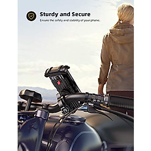 Lamicall Bike Phone Holder, Motorcycle Phone Mount - Adjustable Scooter Phone Holder for iPhone 12 Mini, 12 Pro Max, 11 Pro Max Xs XR 8 X 8P 7 7P 6S, Samsung S10 S9 S8, Huawei, All 4.7-6.8 Devices