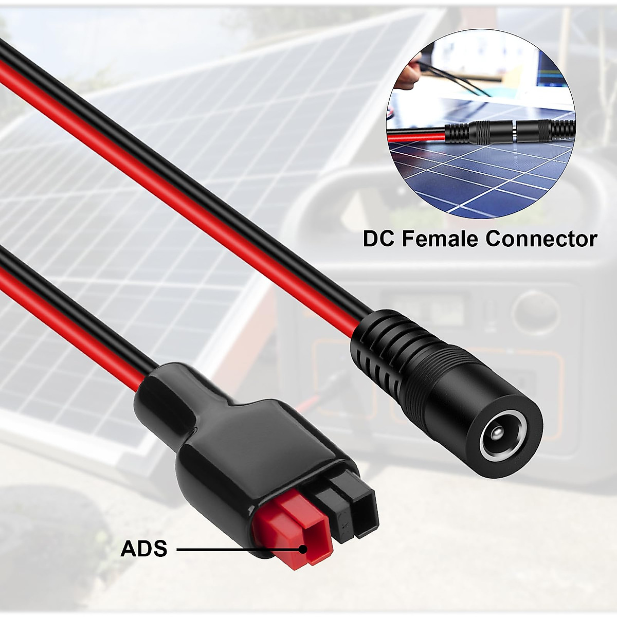 iGreely DC 5.5mm x 2.1mm Power Female Plug Cable with DC 8mm Adapter for Portable Generator 14 AWG Wire 3.3ft/1m