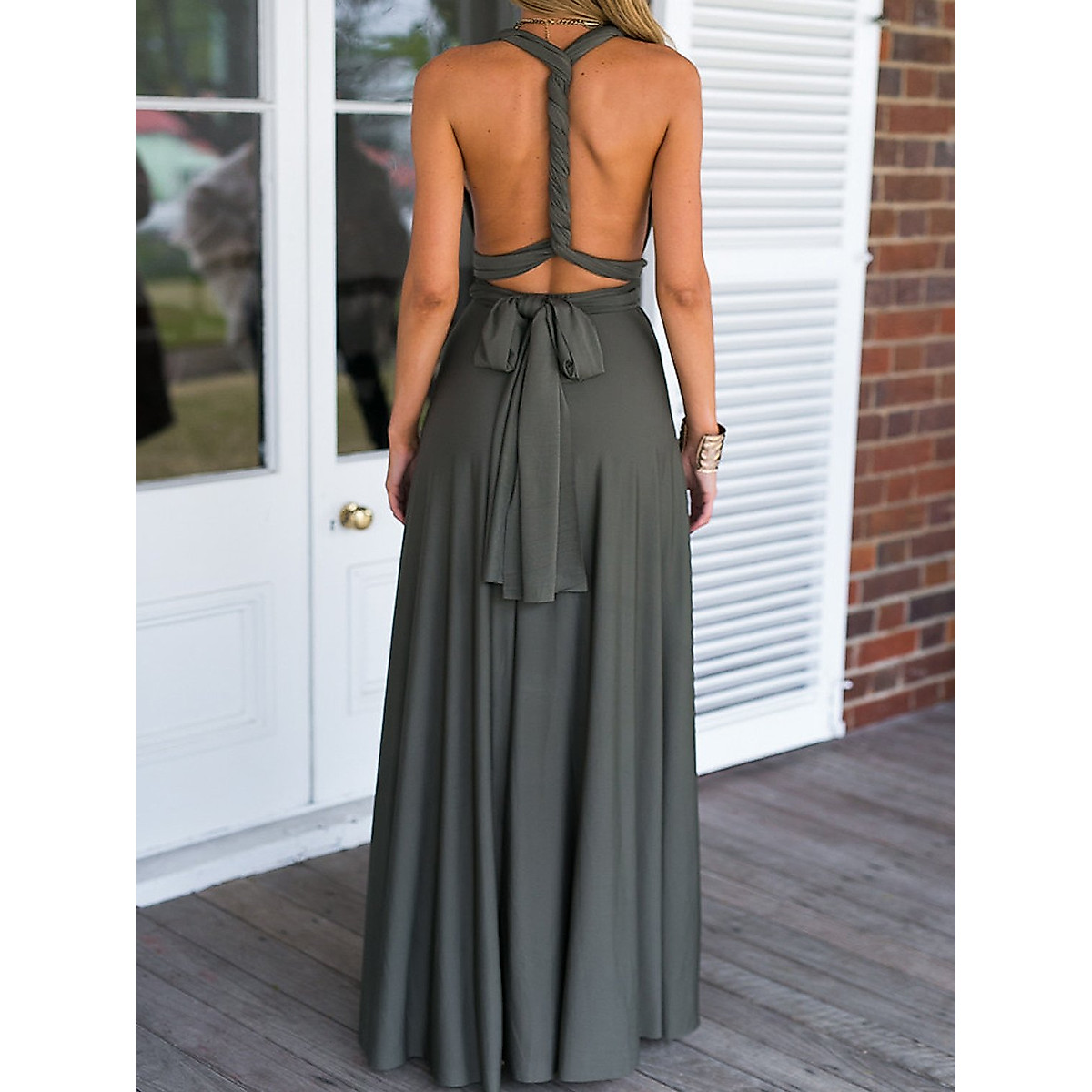 PERSUN Women's Convertible Multi Way Wrap Maxi Dress Long Party Grecian Dresses