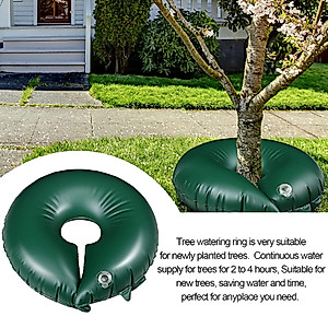 Tree Watering Ring Tree Watering Bag Slow Release PVC Drip Irrigation Water Pouch Automatic Drip System for Planting Gardening Trees and Shrubs, Green (4 Pack, 10 Gallon)