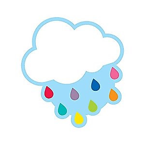 Schoolgirl Style Hello Sunshine Rainbow Rain Cloud Cutouts, 36 Cloud Cutouts for Bulletin Board, Classroom Décor, and Spring Décor, Rainbow Classroom Cut-outs, Cutouts for Classroom Rainbow Décor