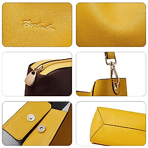 BOSTANTEN Women's Leather Designer Handbags Tote Purses Shoulder Bucket Bags Bundled with RFID Blocking Zipper Pocket Small Bifold Wallet Card Case