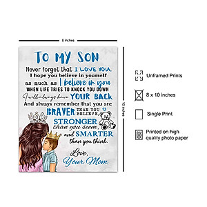 Boys Bedroom Decor - To My Son - Little Boy Kids Room decoration - Baby shower Gift - Blue Nursery Decor - Family Wall Decor Poster - Mom Mother Mexicans Latinx Infant Toddler Child Wall Art & Decor