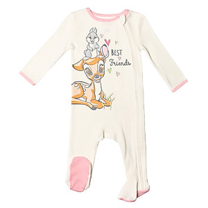 Disney Classics 101 Dalmatians Bambi Newborn Baby Girls 3 Pack Sleep N' Play Coveralls White/Pink/Gray 3-6 Months