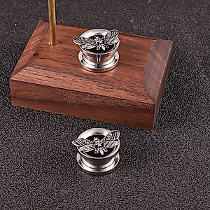 Maxbott 2 PCS Stainless Steel Skull Butterfly Plugs and Tunnels Ear Gauge Stretcher Plug Jewelry Piercing Expander Gauges 8mm-19mm (10mm(00G), Silver)