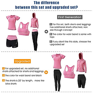 JULY'S SONG Women Workout Set Exercise Outfits for Yoga Gym Upgraded 5 Pieces Athletic Clothes Sweatsuit Tracksuit
